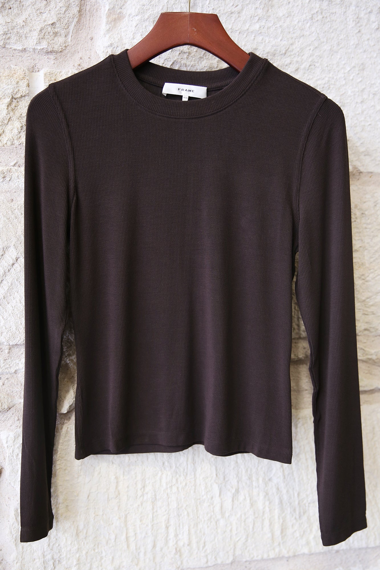 The Longsleeve Rib Crew in Coffee